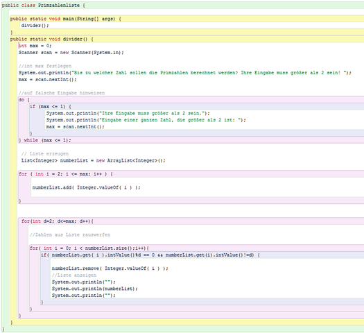 Primzahlen Liste In Java Programm Software Programmieren