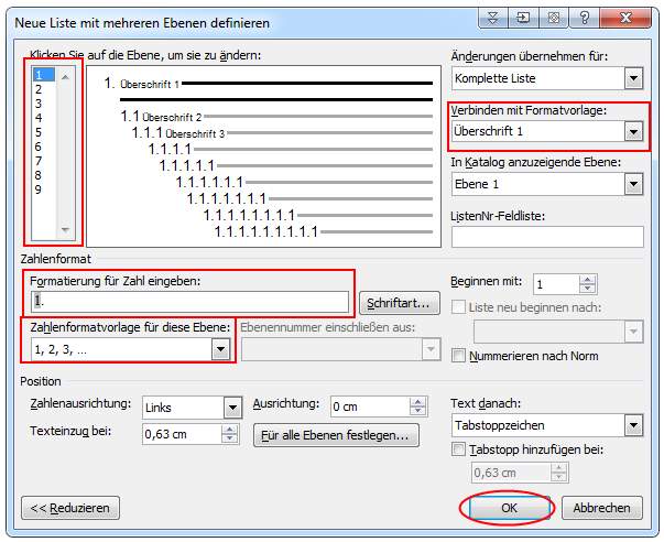 Unterpunkte in Word? (Microsoft Word, Format, Seitenlayout)