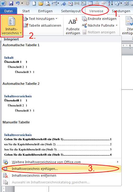 Unterpunkte in Word? (Microsoft Word, Format, Seitenlayout)