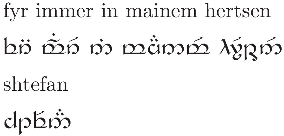 Wer kann mir helfen einen Satz von deutsch in elbische Schriftzeichen ...