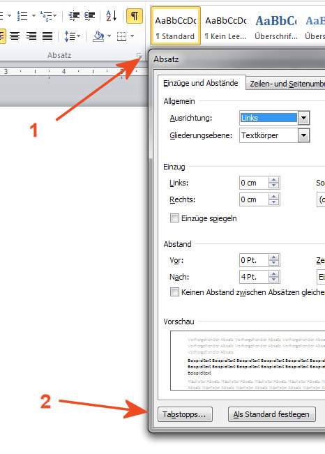 Word 2013 Tabs mit Punkten füllen (Microsoft Word, Punkte, Zeichen)