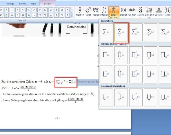 Word schreibt das Summenzeichen falsch - Was mach ich verkehrt ...
