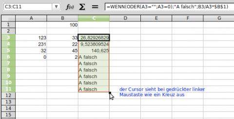 Open Office Calc: Wie kann man Funktionen auf ganze Spalten anwenden ...