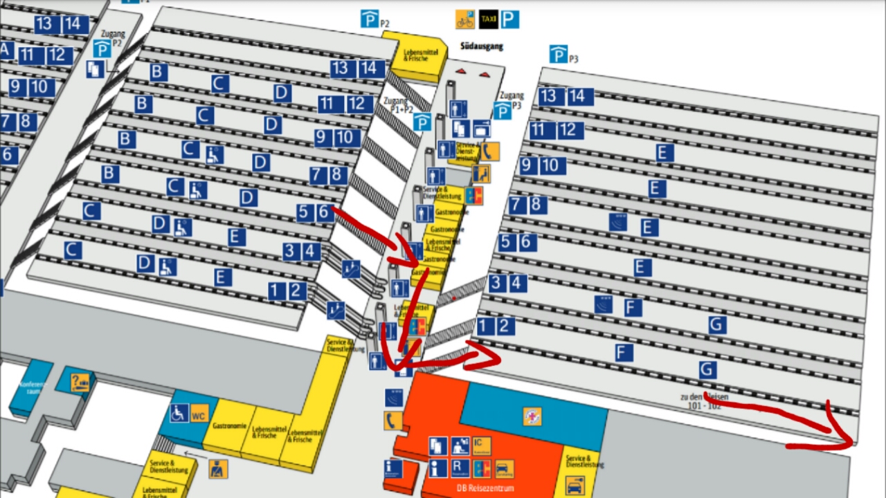 Karlsruher HBF: VON Gleis 5 an Gleis 102? (Bahnhof, Karlsruhe)