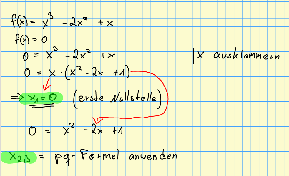 Nullstellen durch Ausklammern berechnen? (Schule, Mathematik, Hausaufgaben)