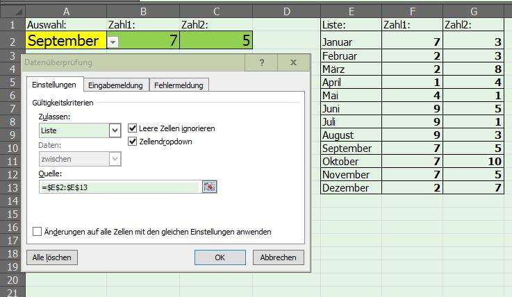 Wie kann ich in Excel ein Dropdown-Menü machen, bei dem den ...