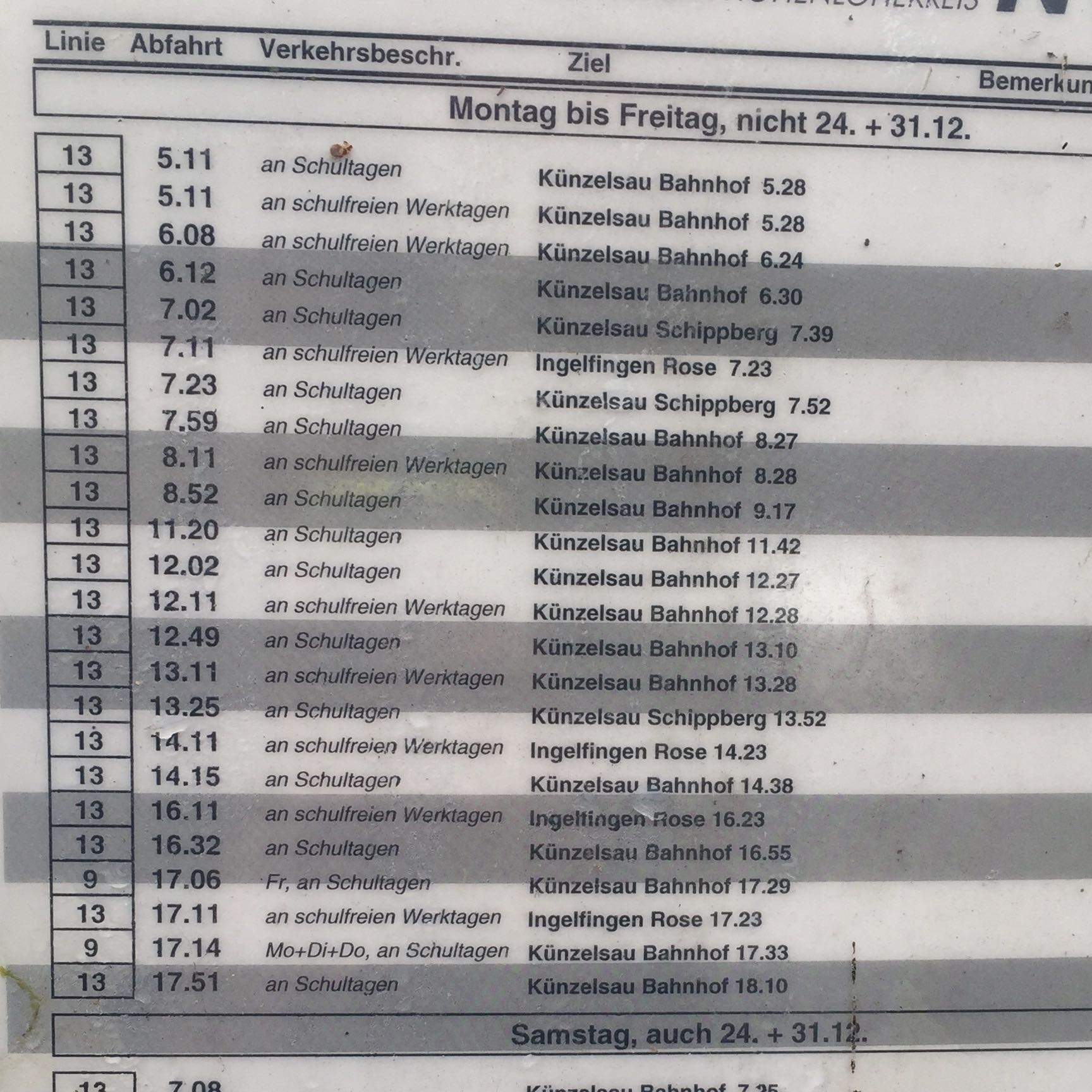 wie liest man busfahrpläne? (Verkehr, Bus)