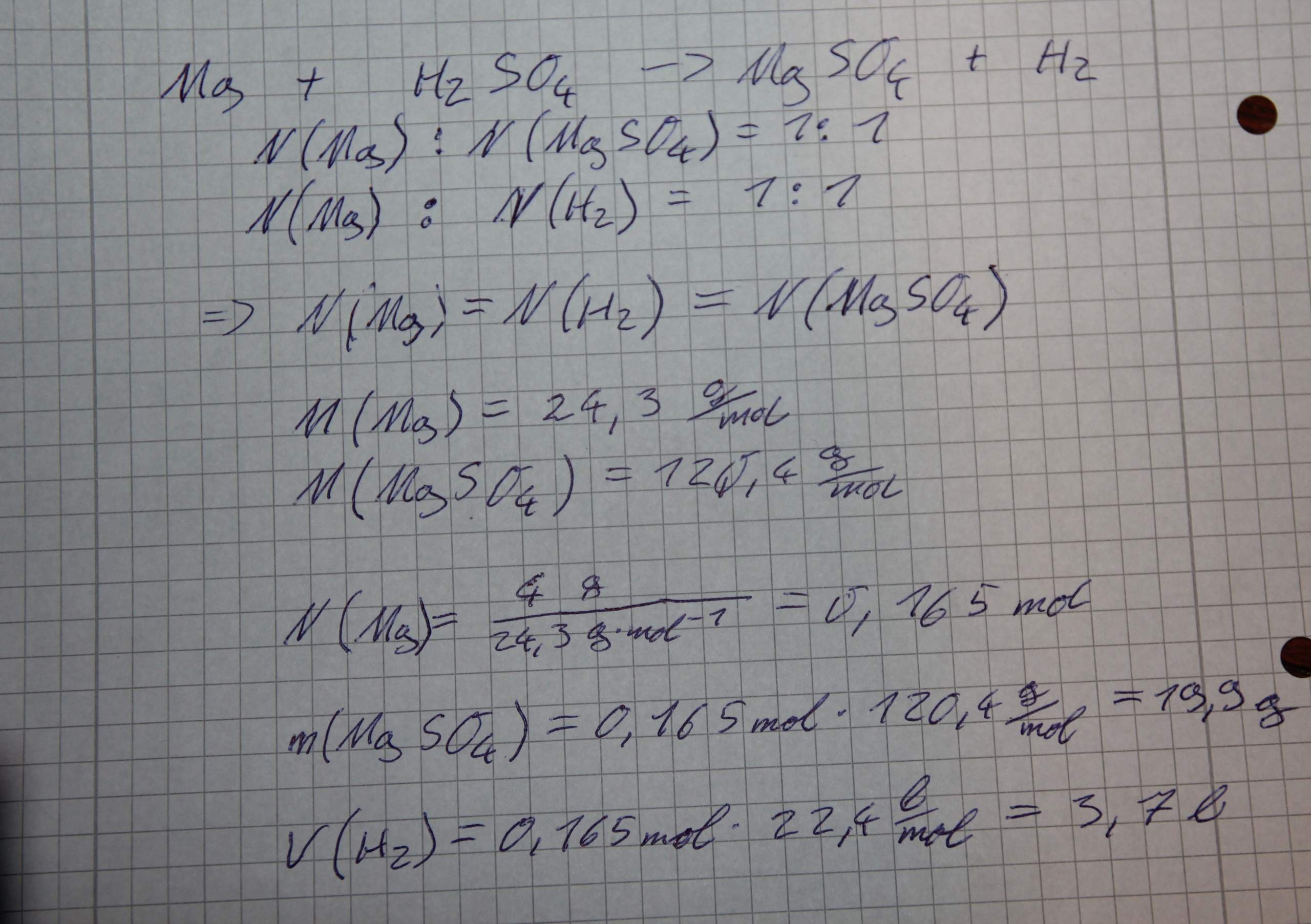 Chemie: Wie rechne ich hier das Volumen aus? (Schule, Aufgabe)