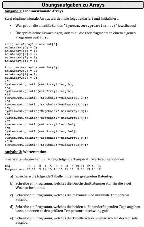Was Ist Ein Array Objekt Und Eine Array Variable Computer Informatik Java