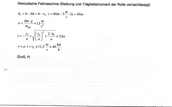 Atwoodsche Fallmaschine(aufgabe)? (Physik, freier Fall)