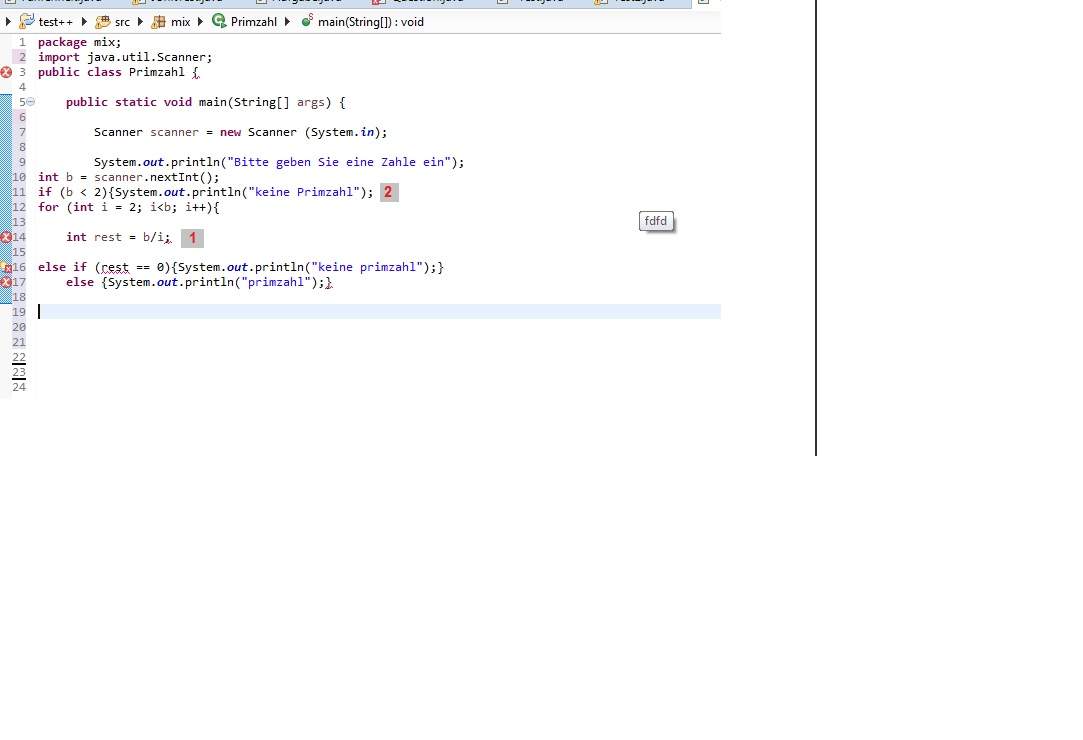 Java - Primzahlen Code Fehler? (programmieren, Informatik)