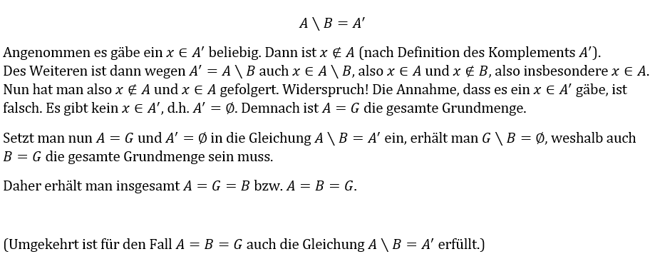 Mathematik Mengenlehre: Erklärung zu Lösung? (Schule, Gymnasium, Wissen)