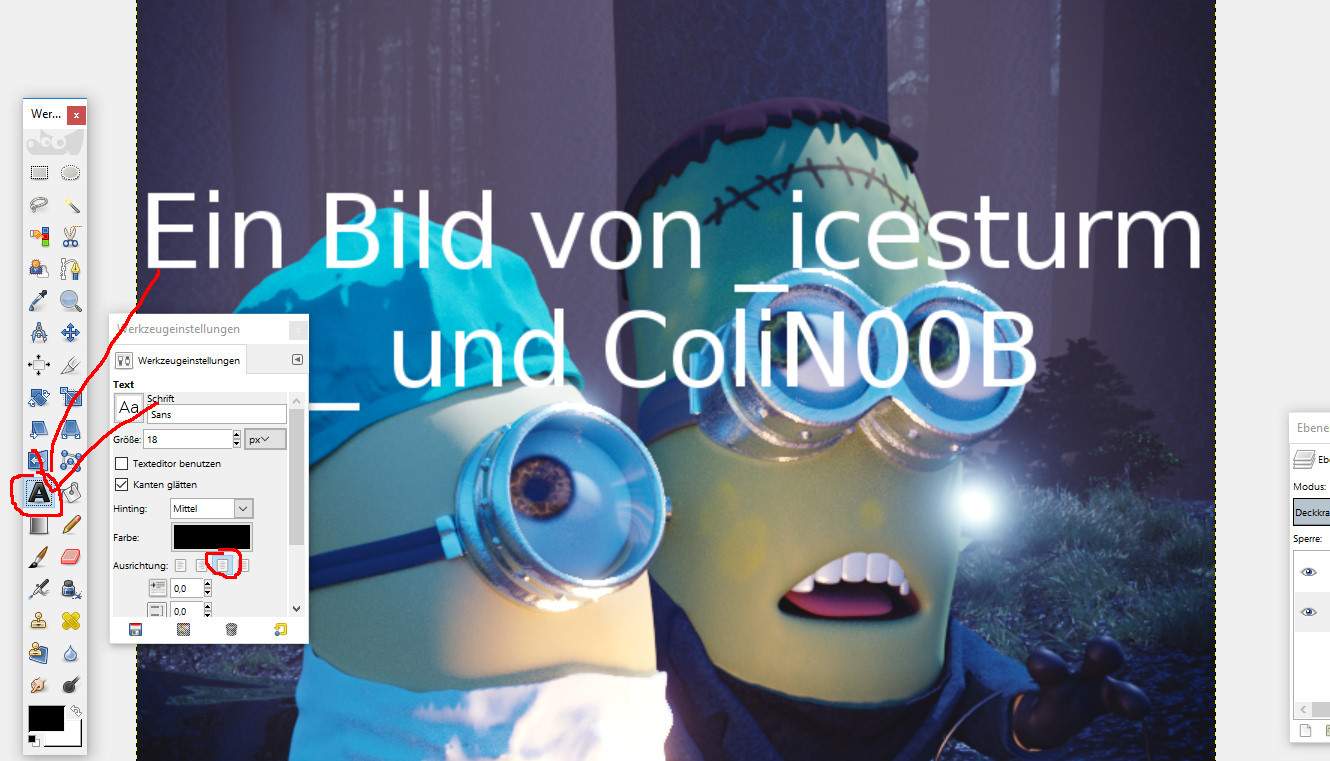 Text im Bild zentrieren bei GIMP? (Computer, Bilder, Design)