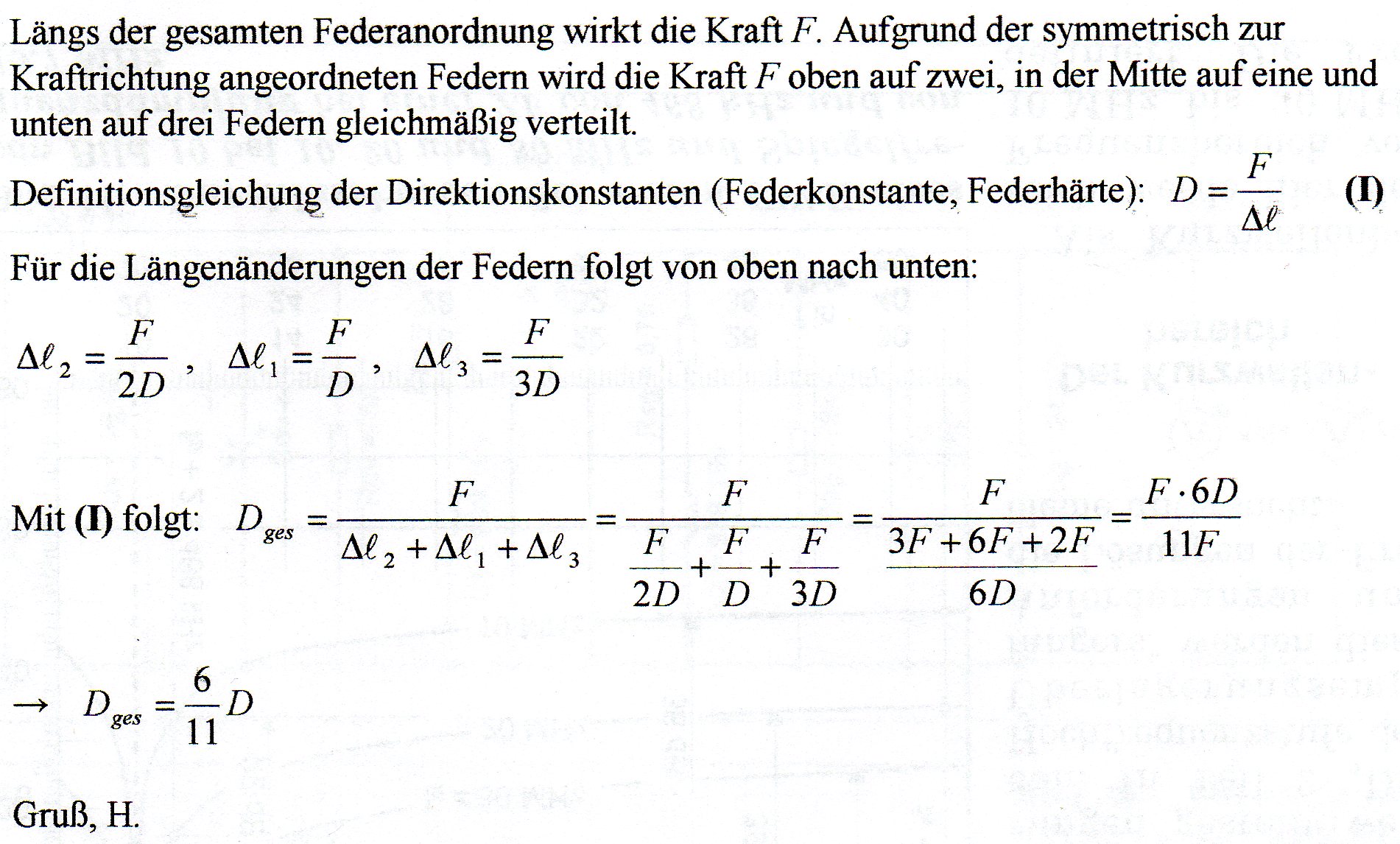 Federkonstante aus einer Skizze berechnen? (Schule, Physik)