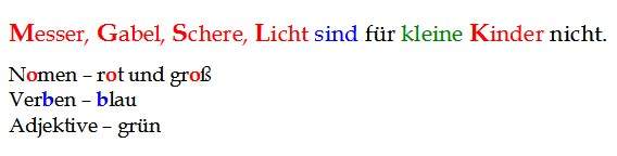 Merksatz für Nomen, Adjektive und Verben? (Schule, Deutsch, Sprache)