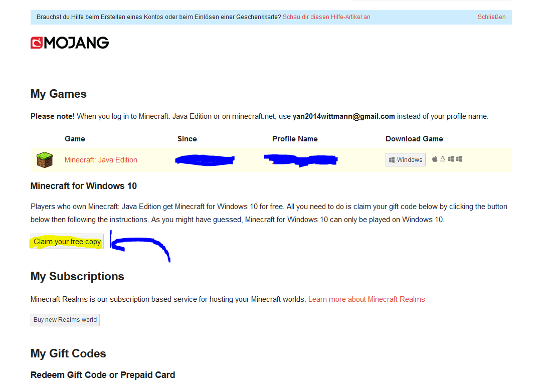 Wie bekomme ich den kostenlosen Minecraft Windows 10 Code wenn ich Minecraft Java gekauft habe ...
