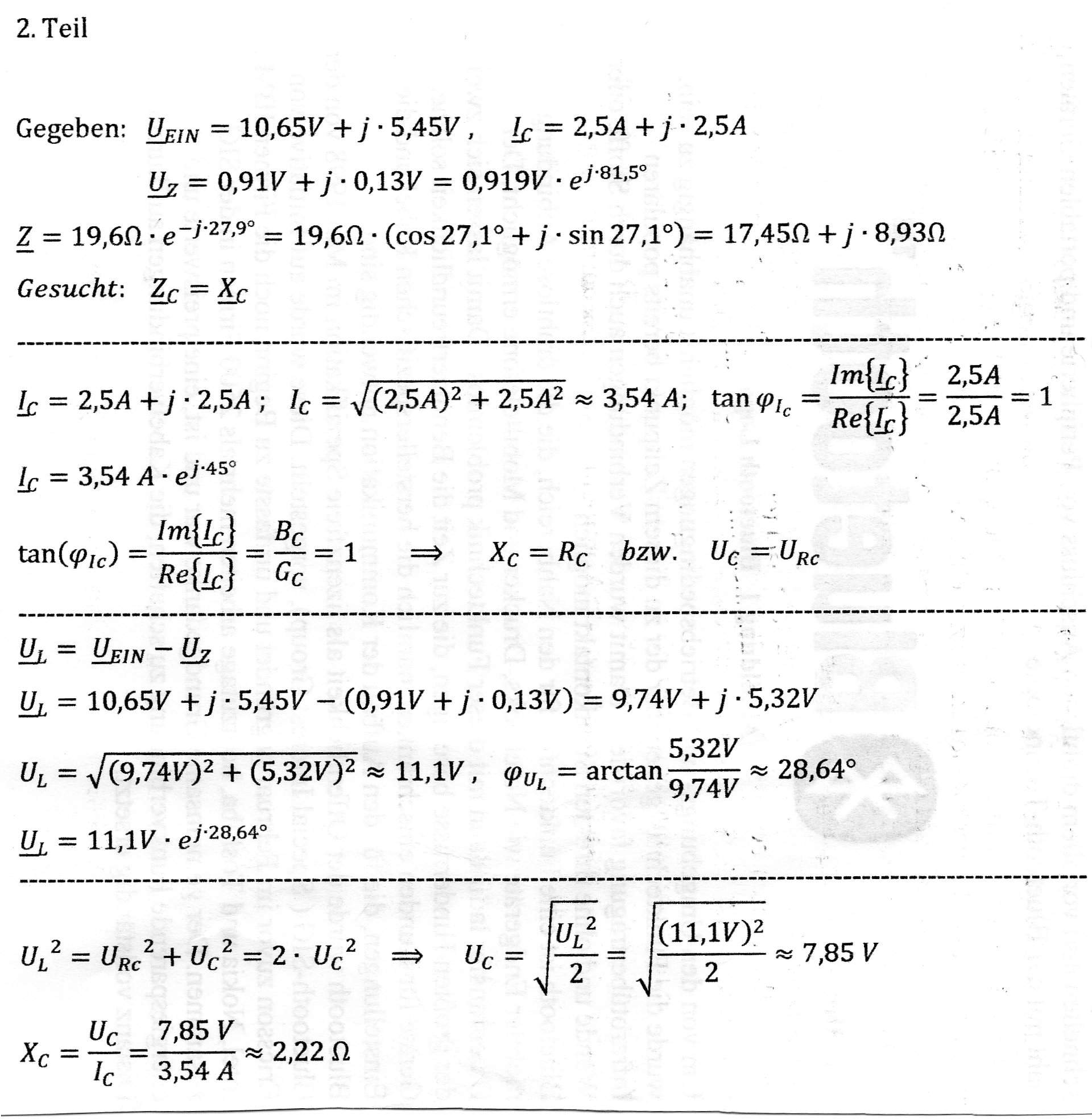 Berechnung der Impedanz Zc? (Schule, Technik, Technologie)