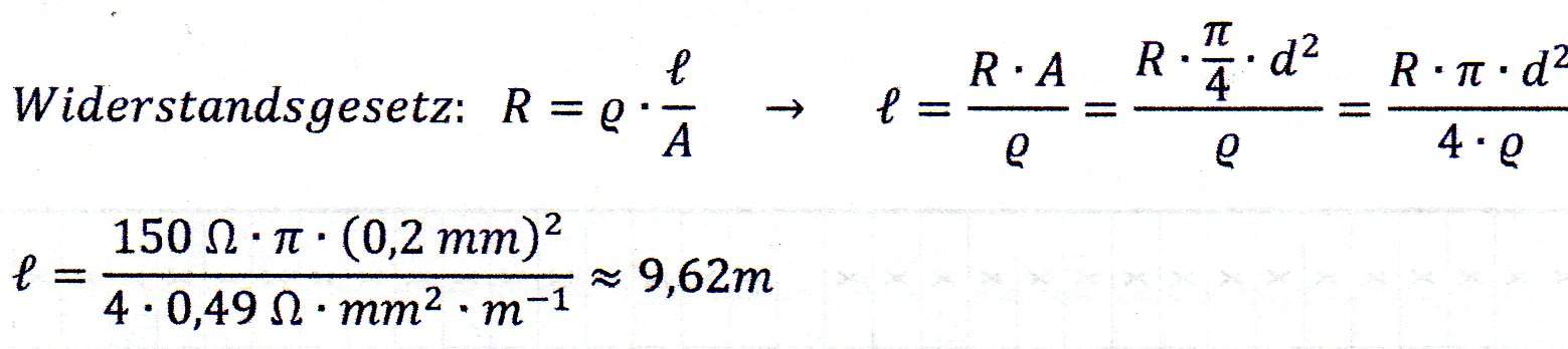Wie lang ist der Leiter aus Konstantandraht (0,49 spezifischer ...