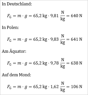 PPhysik Hausaufgabe - Gewichtskraft? (Schule, Physik)