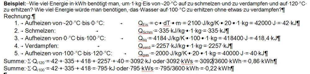 Formel mit der man berechnen kann wie lange Wasser benötigt um zu ...