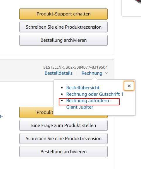 Wo ist die Rechnung von Amazon?