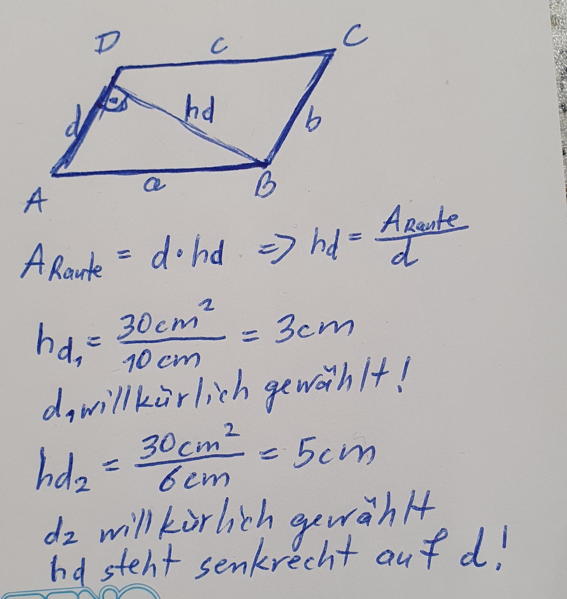 Raute zeichnen -Flächeninhalt 30cm? (Schule, Mathe)