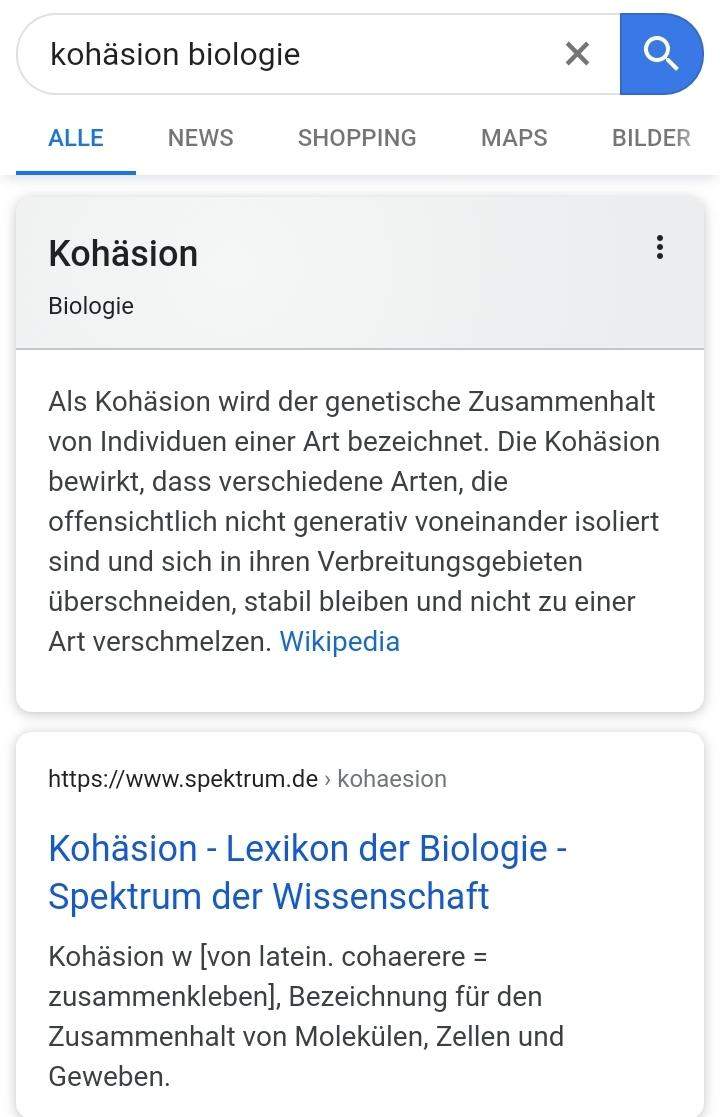 Was bedeutet Kohäsion und Adhäsion in der Biologie? (Schule, Lunge ...