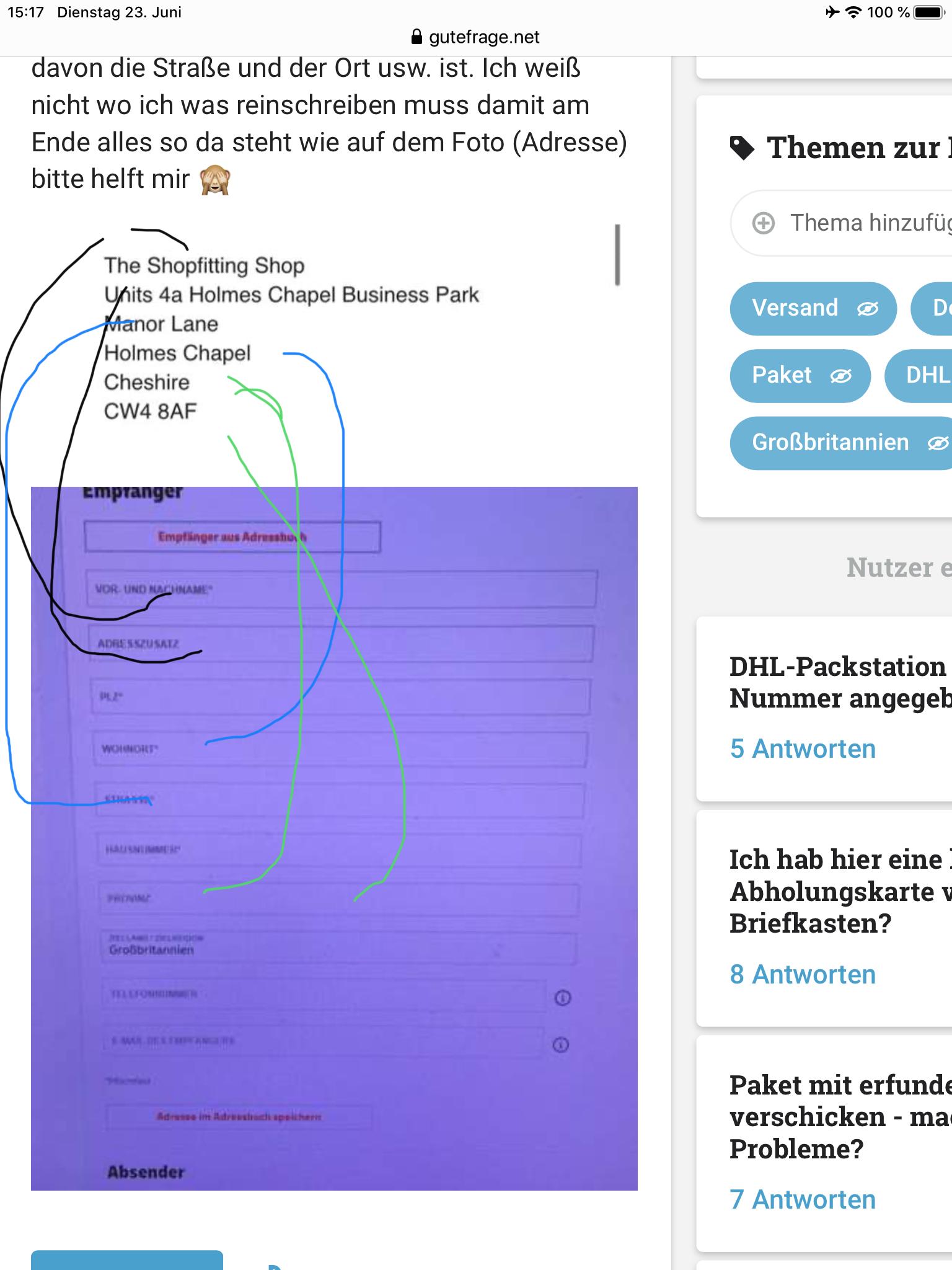 Paketschein DHL ausfüllen? (Deutschland, Paket, Versand)
