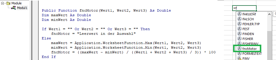 Berechnugsformel für Motoren in VBA excel? (Computer, programmieren, Microsoft Excel)