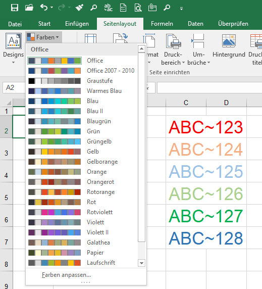 Excel farben sehr blass? (Computer, Schule, Microsoft Excel)