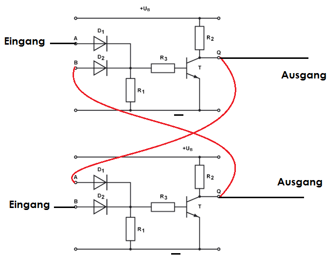 Wie baue ich NOR-Gatter mit NPN-Transistoren? (Computer, Technik ...