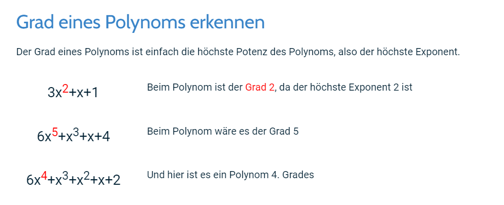 Wie kann man den Grad einer Polynomfunktion bestimmen? (Schule, Mathematik)