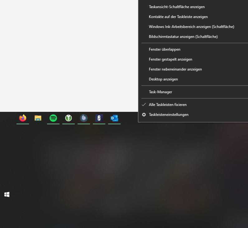 Windows Taskleiste mittig? (Windows 10)