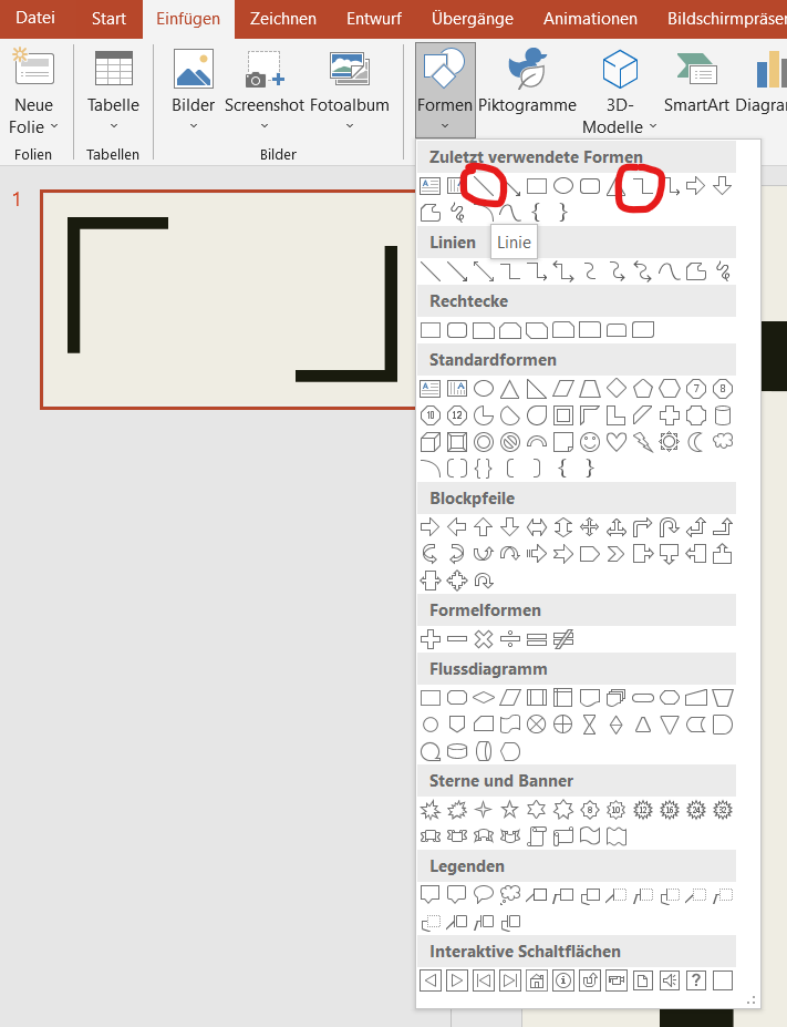 Wie fügt man Linien in PowerPoint ein? (Computer, Schule, Microsoft ...