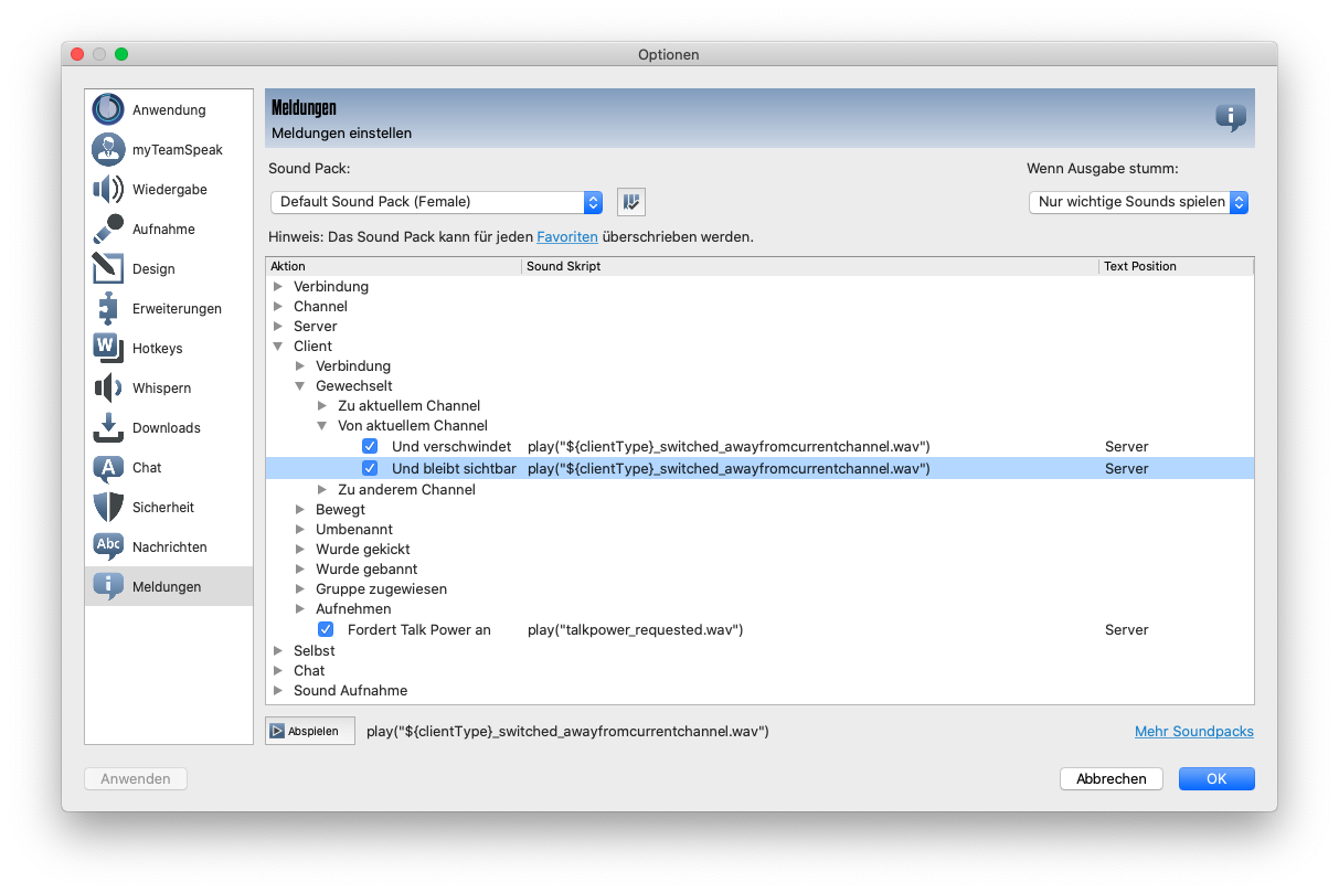 wie schalte ich dieses user left your channel bei teamspeak? (Computer ...