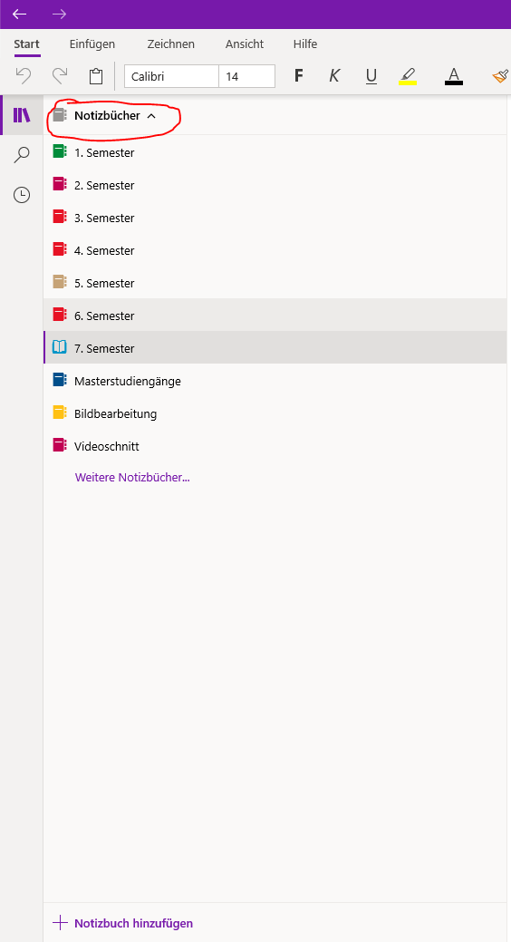Wo findet man Notizbuch in OneNote? (Schule, Microsoft)