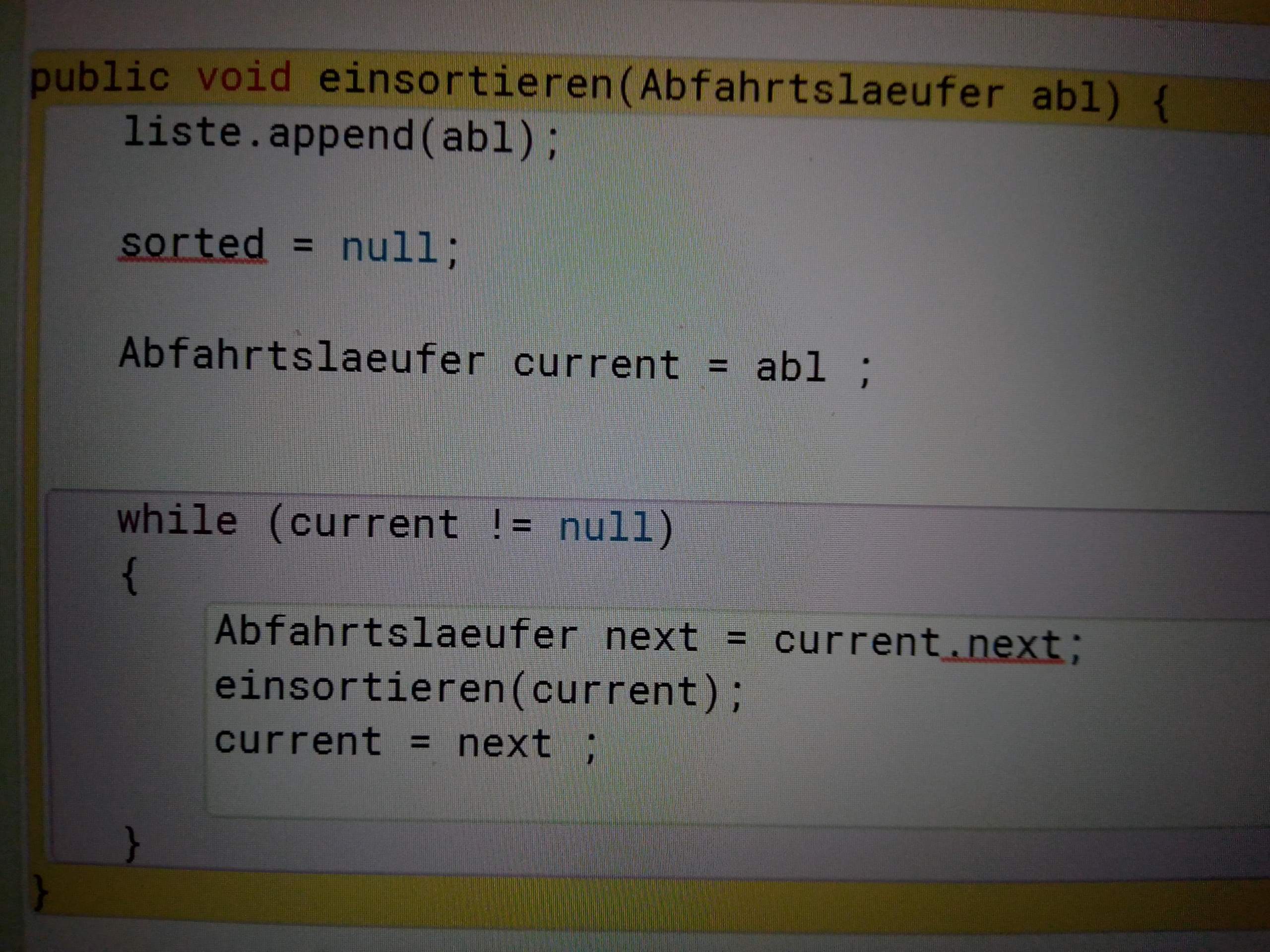 Brauche Hilfe bei Java einfache verkettet Liste sortieren nach Zahlen? (Computer, programmieren)