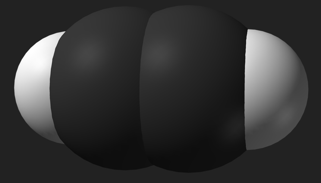 Wie sieht der räumliche Bau von H2C2 aus? (Schule, Chemie)