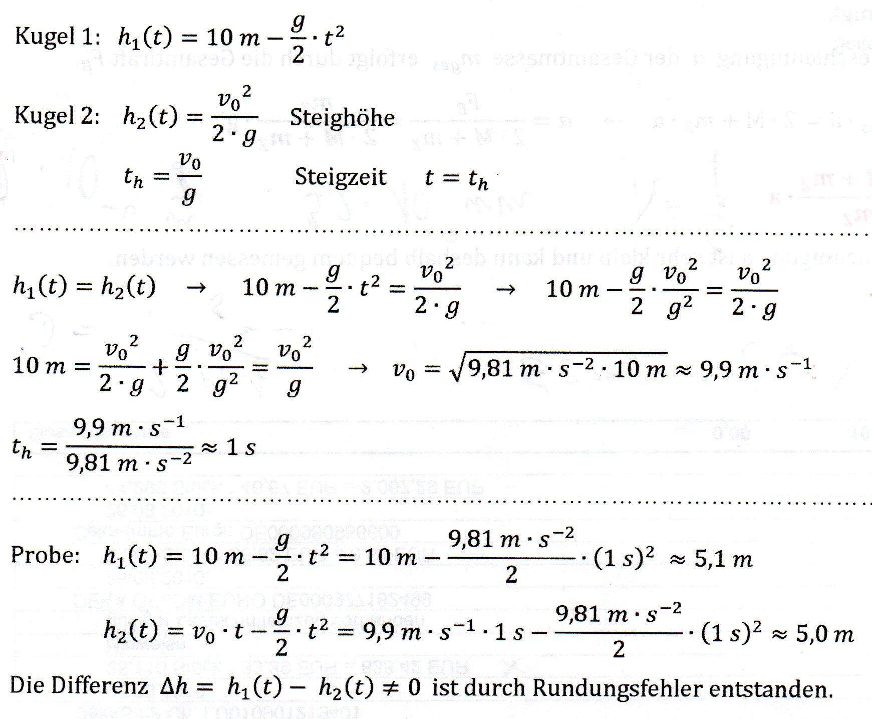 Zwei Kugeln prallen aufeinander? (Physik, freier Fall)