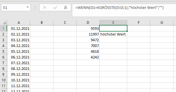 Exel Formel für Abfrage Größter Anstieg und dessen Datum? (Computer ...