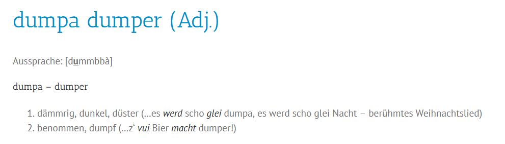Was heißt "dumpa"? (Musik, Sprache, Weihnachten)