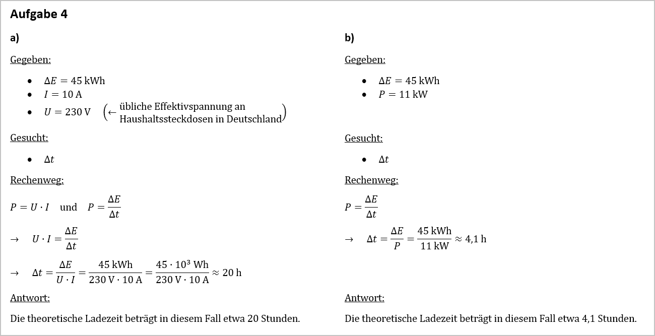 Physik Aufgabe Elektrische Energie, Leistung, Spannung und Sromstärke ...