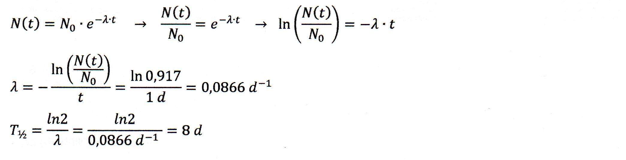 Halbwertszeit Jod-131? (Mathematik, Physik, Logarithmus)