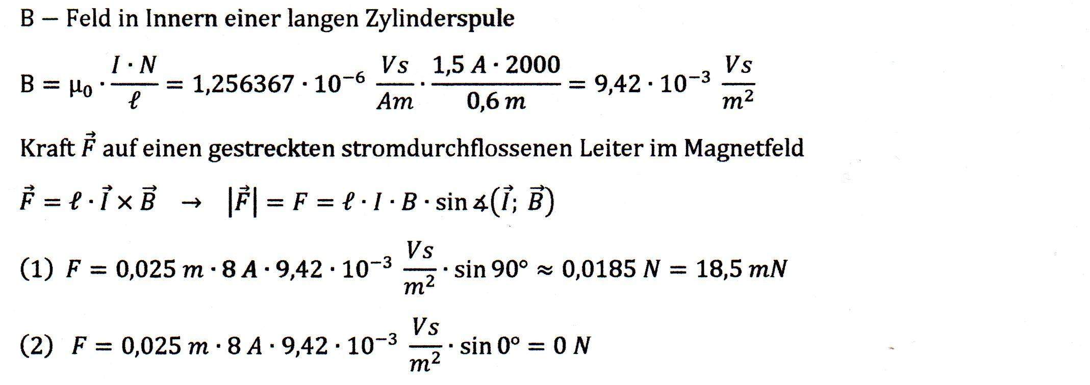 Physik Kraft auf einen Leiter in einer Spule? (Schule, Mechanik ...