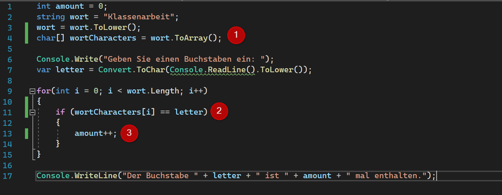 c# abfrage ob char in string vorhanden ist und wie oft? (Computer, programmieren, C Sharp)