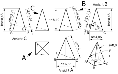 Quadratischen Pyramide berechnen? (Mathematik)