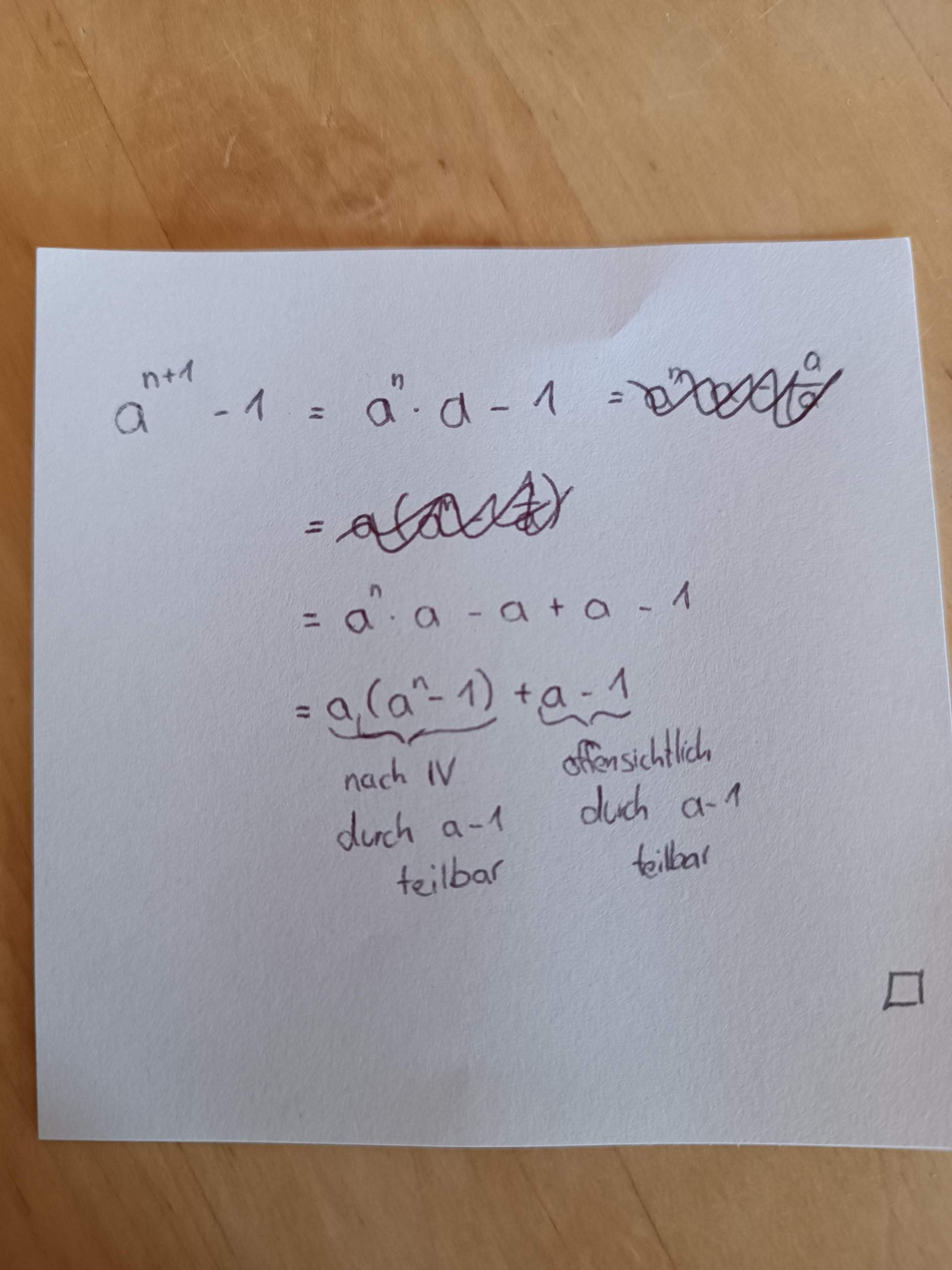 Vollständige Induktion Induktionsschritt? (Mathematik, Studium, Beweis)