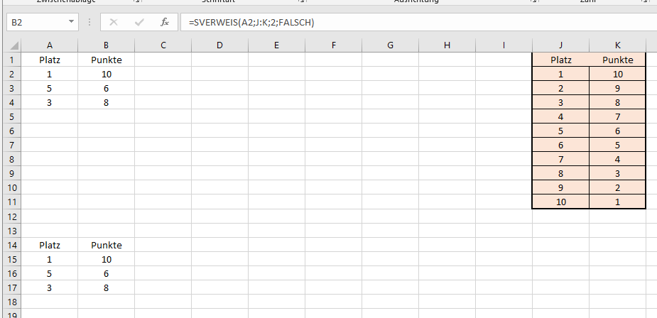 Excel Punktevergabe nach Position? (Computer, Microsoft Excel)