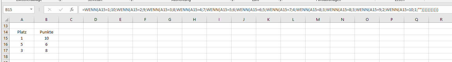 Excel Punktevergabe nach Position? (Computer, Microsoft Excel)