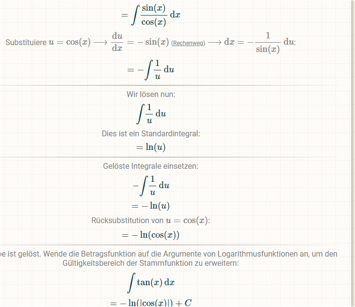tan(x) integrieren? (Mathematik, Integral)